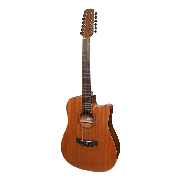 Martinez 'Natural Series' Mahogany Top 12-String Acoustic-Electric Dre ...