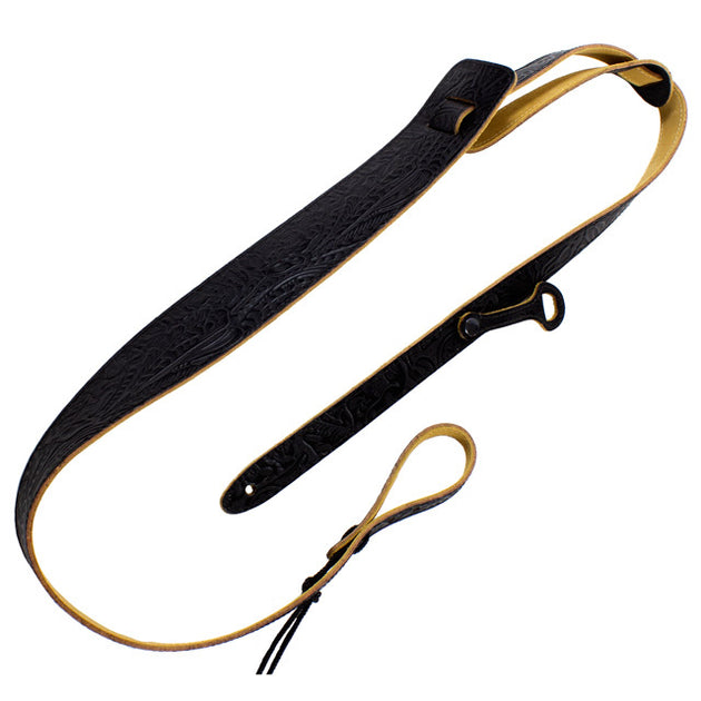 Perris 2.5" Black Leather Dobro Strap with Western Embossed Design ...
