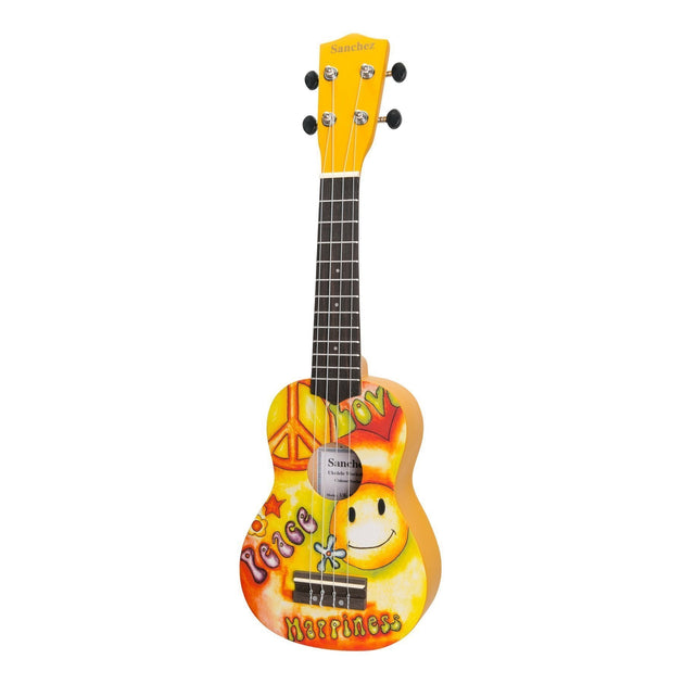 Sanchez 'Friendly Folk' Soprano Ukulele (Yellow/Hippy) | roycemusic