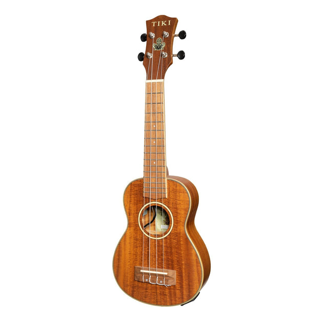 Tiki '9 Series' Koa Solid Top Electric Soprano Ukulele with Hard Case ...