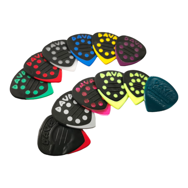 12 x Dava Guitar Picks, Delrin Grip Tips, Rock Control, Power Grip, 1 ...