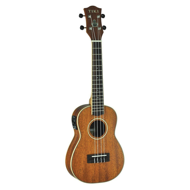 Tiki '5 Series' Mahogany Solid Top Electric Concert Ukulele with Hard ...